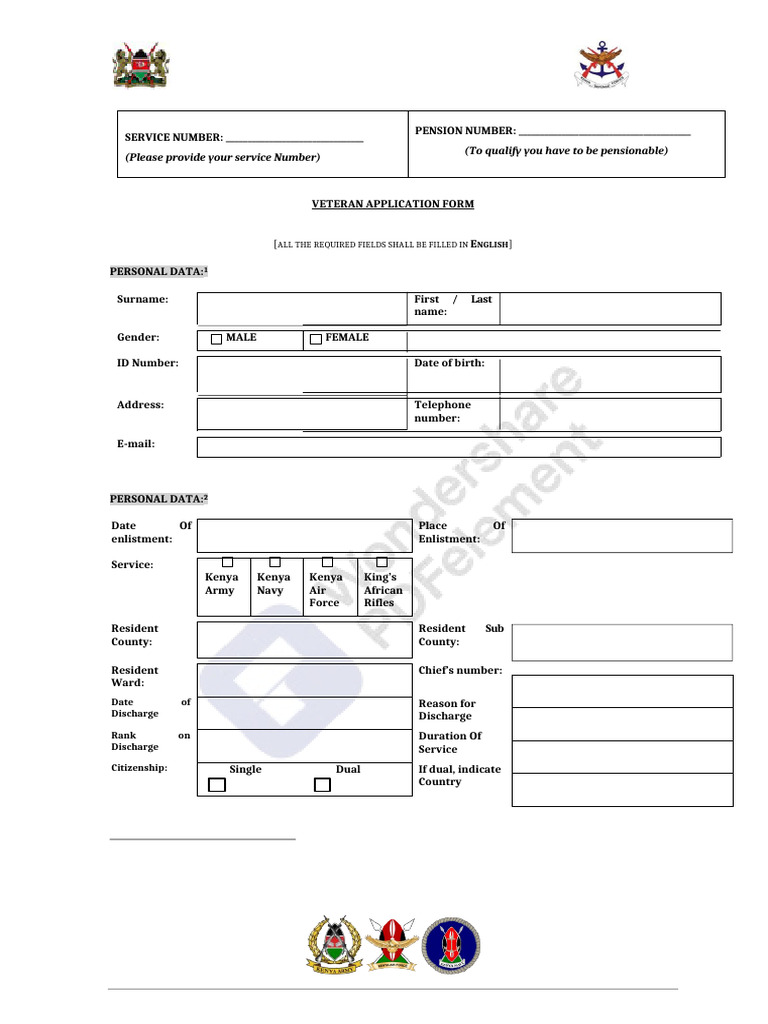 Veteran Registration Application Form | PDF | Military Discharge ...