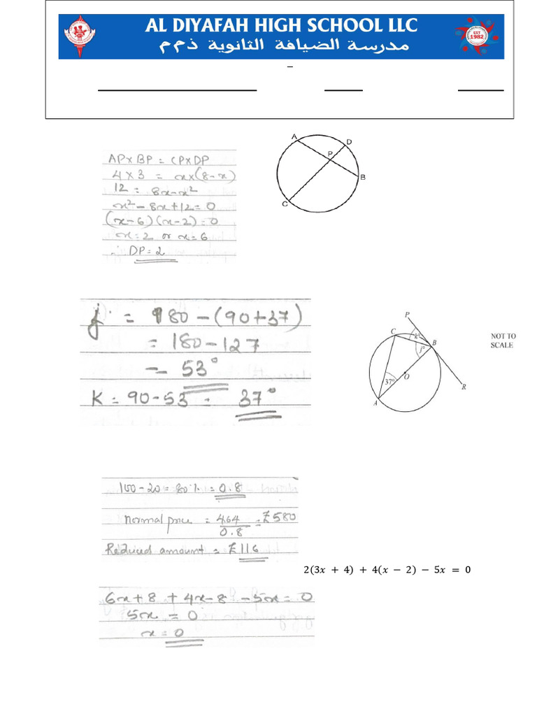 Y10 Practice Worksheet Answer Key | PDF | Circle | Number Theory