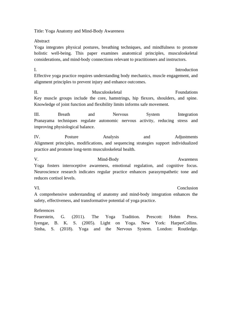 Yoga Anatomy and Mind-Body Connection | PDF