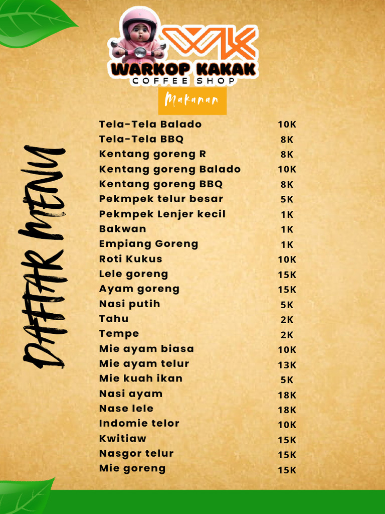 Putih Merah Oranye Modern Minimalis Daftar Menu Makanan A4 - 20251008 ...