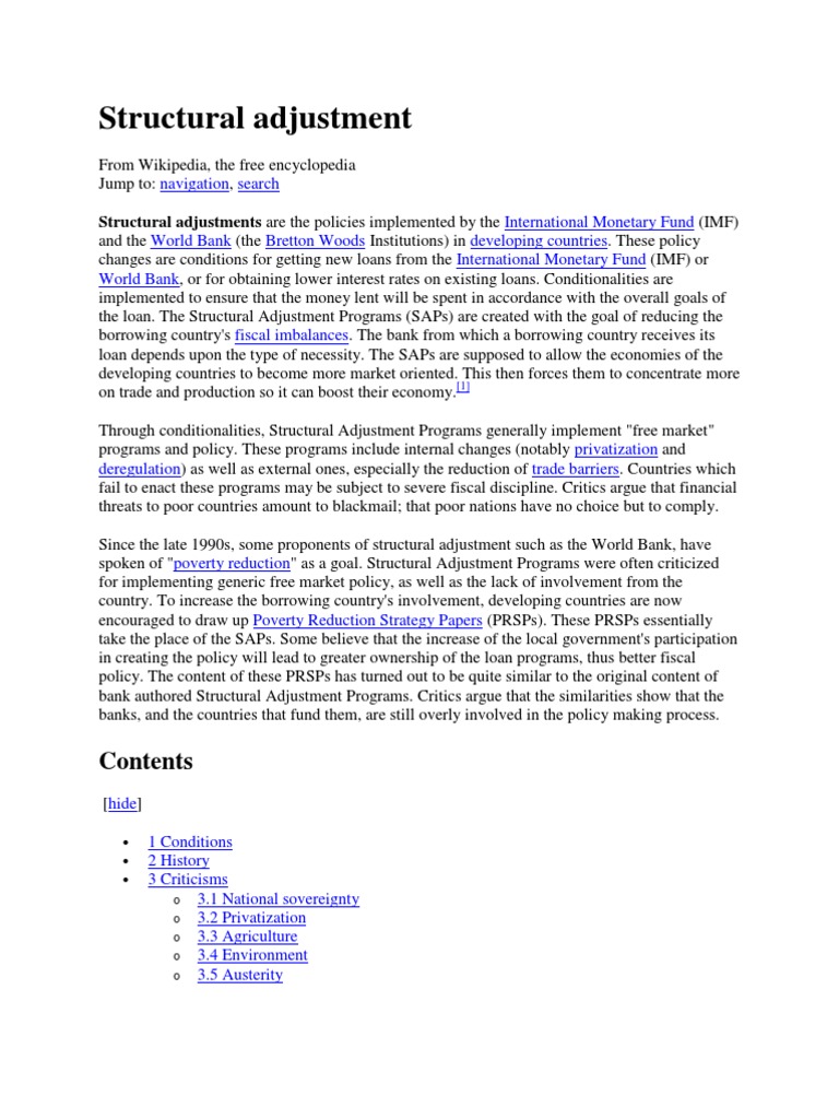 Structural Adjustment: Structural Adjustments Are The Policies ...