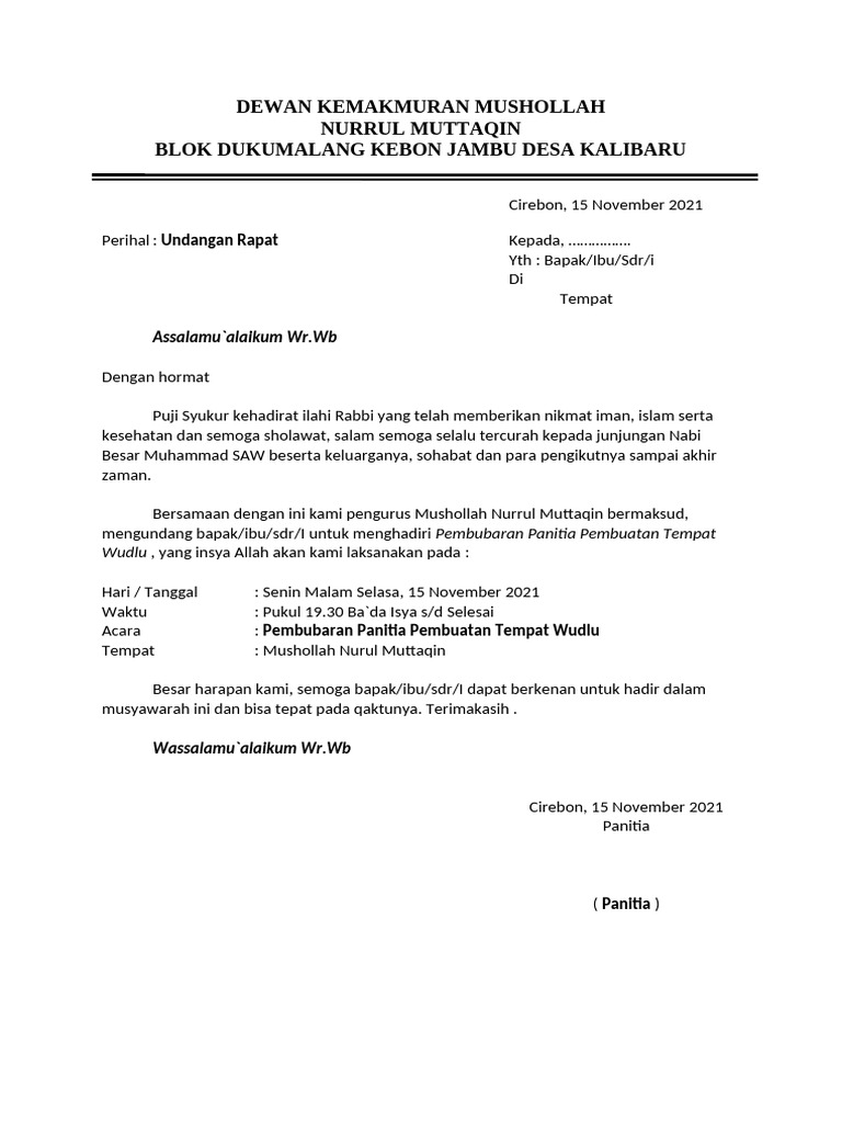 Dewan Kemakmuran Mushollah | PDF