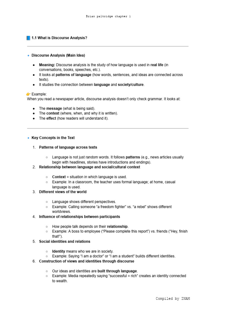 Brian Paltridge Chapter 1 Notes | PDF | Discourse | Linguistics