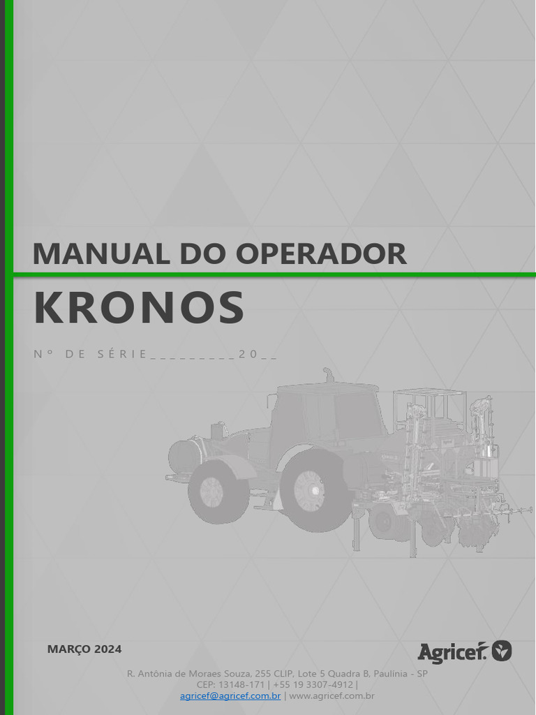 Manual Do Operador Kronos | PDF | Trator | Válvula
