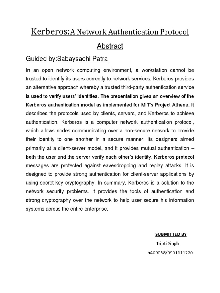 Kerberos Network Authentication Overview | PDF