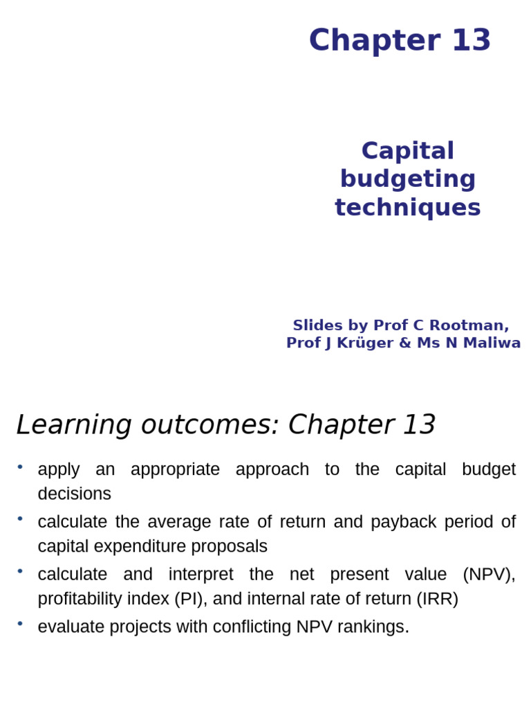 EBMV301 2025 Chapter 13 Lecture Slides STUDENT | PDF | Capital ...