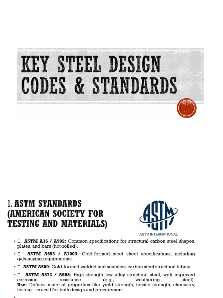 Key Steel Design Codes & Standards | PDF | Structural Steel | Steel