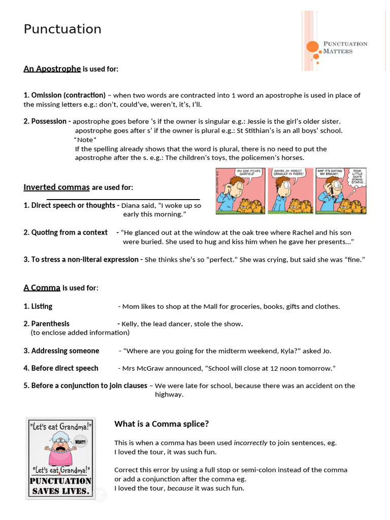 Punctuation Guide: Apostrophes, Commas, Quotes | PDF | Comma ...