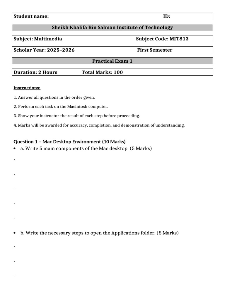 Mac Multimedia Practical Exam Guide | PDF | Computer File | Mac Os