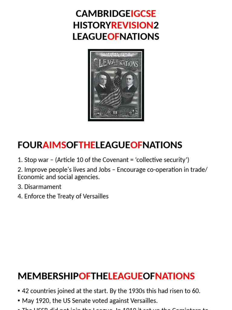 League of Nations: A Historical Overview | PDF | League Of Nations ...