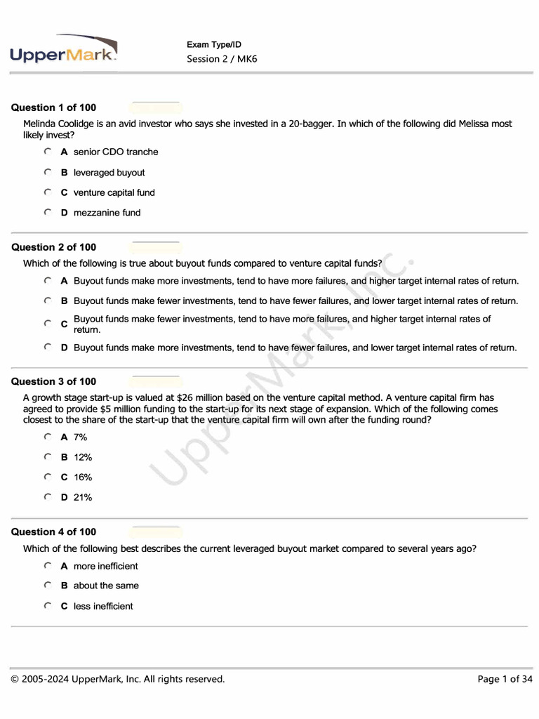 CAIA Level 1 Mock Exam 3 Session 2 | PDF | Collateralized Debt ...
