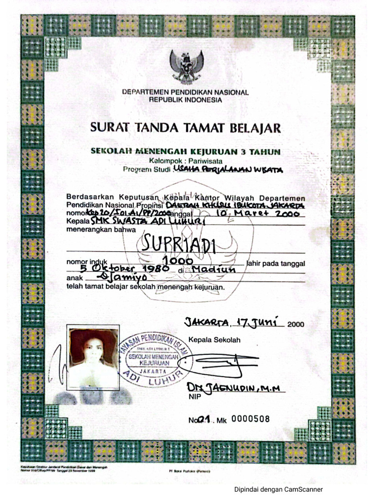 Scan Ijazah Supriadi | PDF