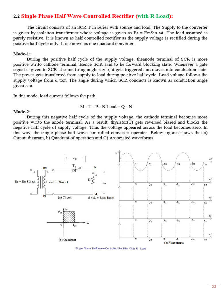 PE & PLC - Ch-2.2 - Single Phase Half Wave Controlled Rectifier | PDF ...