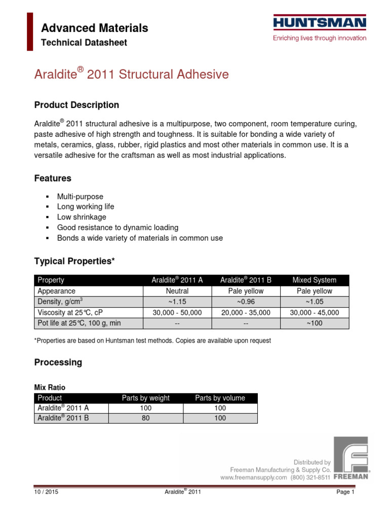 Araldite 2011 With Standard | PDF | Adhesive | Materials