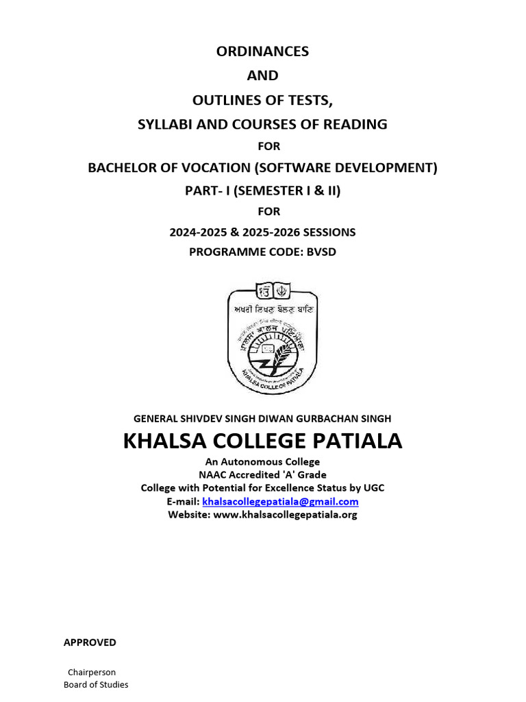 B.voc Software Development-I (Sem-I & II) | PDF | Academic Degree | Diploma