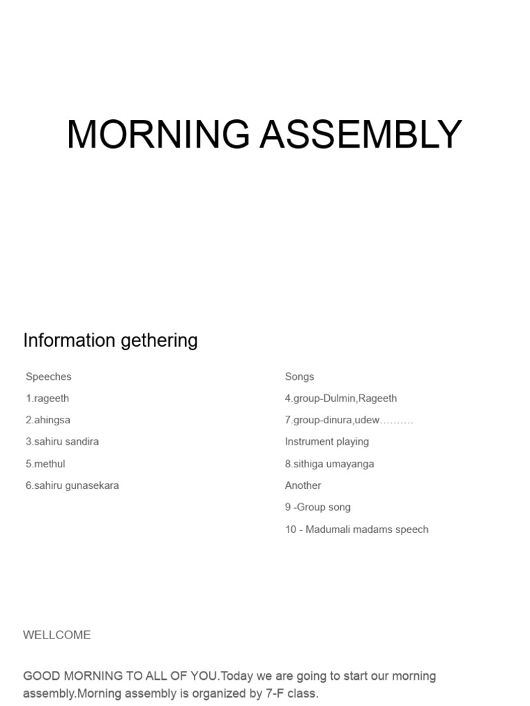 Morning Assembly Program Overview | PDF