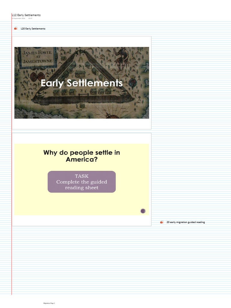 L12 Early Settlements | PDF