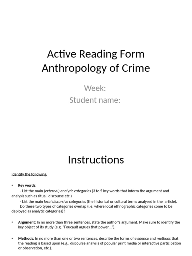 Active Reading Form Crime | PDF