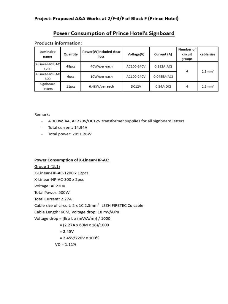 Power Consumption Report of LED Linear Bar | PDF | Electrical Network ...
