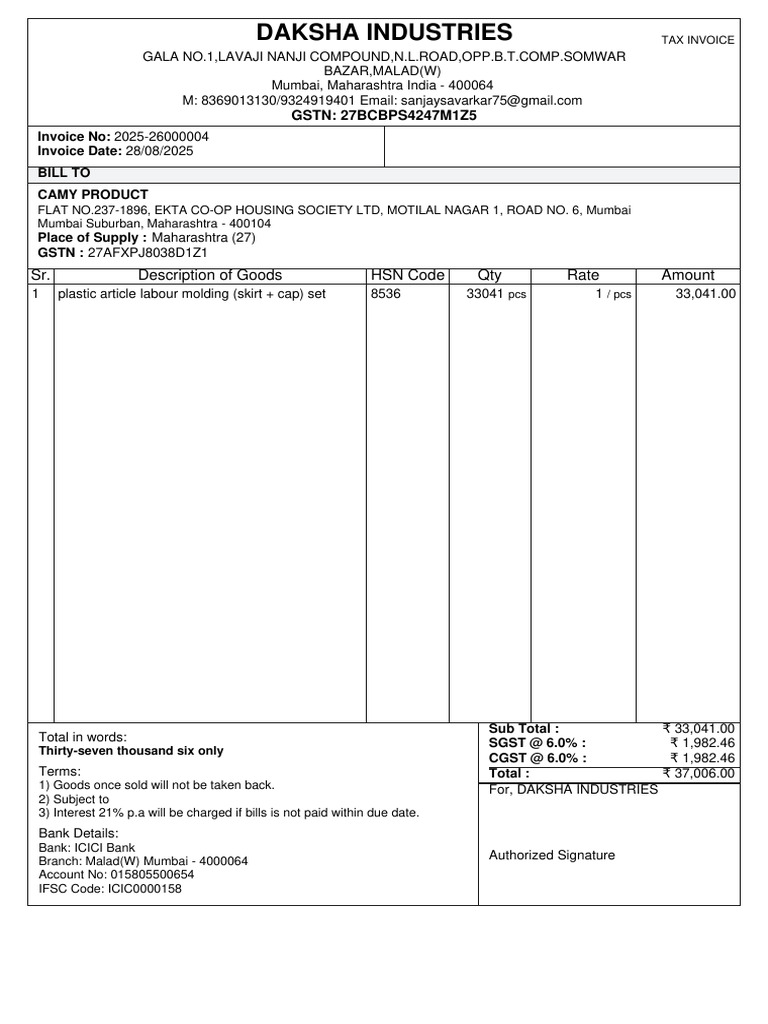 Invoice 2025-26000004 | PDF