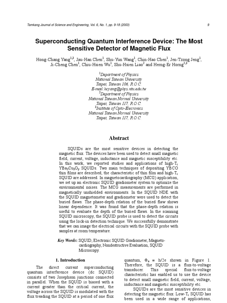 Superconducting Quantum Interference Device: The Most Sensitive Detector of Magnetic Flux | PDF ...