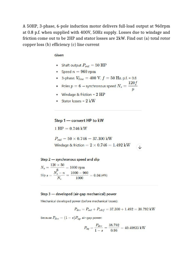 50HP Induction Motor Efficiency Analysis | PDF