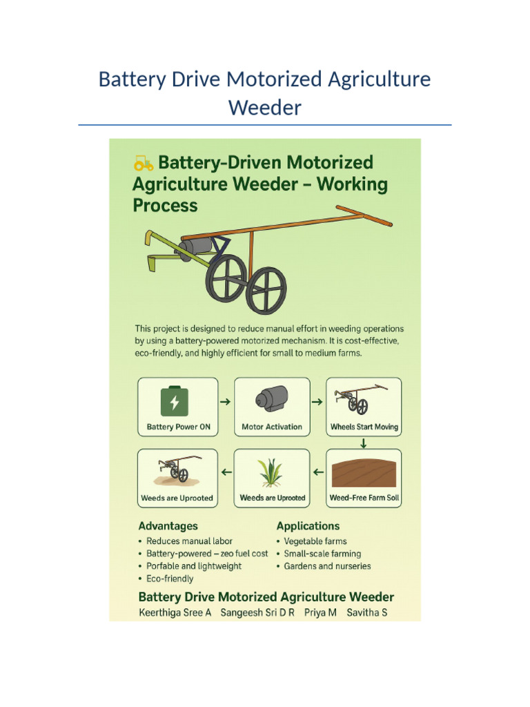 Battery-Powered Weeder Workflow Guide | PDF
