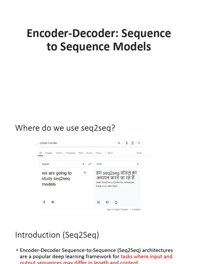 14 Encoder-Decoder Sequence To Sequence Model | PDF | Applied ...