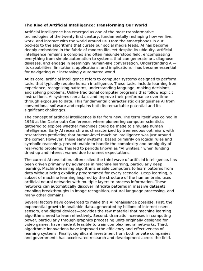 Artificial Intelligence and Its Rise | PDF | Artificial Intelligence ...