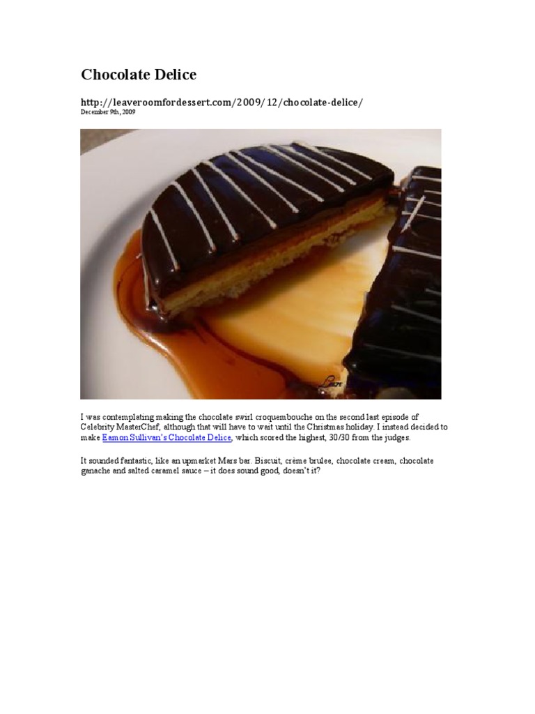 Chocolate Delice: December 9th, 2009 | PDF | Chocolate | Baking