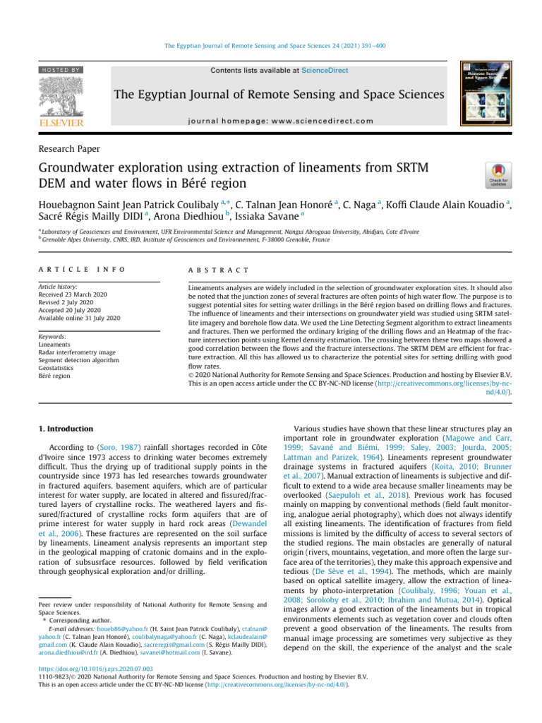 Groundwater Exploration Using Extraction of Lineaments From SRTM DEM ...