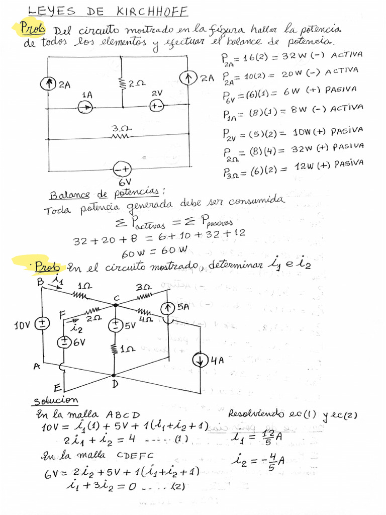 Prob. Leyes de Kirchhoff | PDF