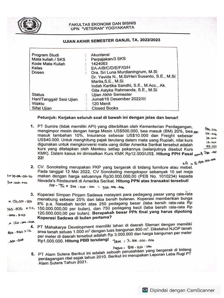 2022 - UAS Perpajakan | PDF