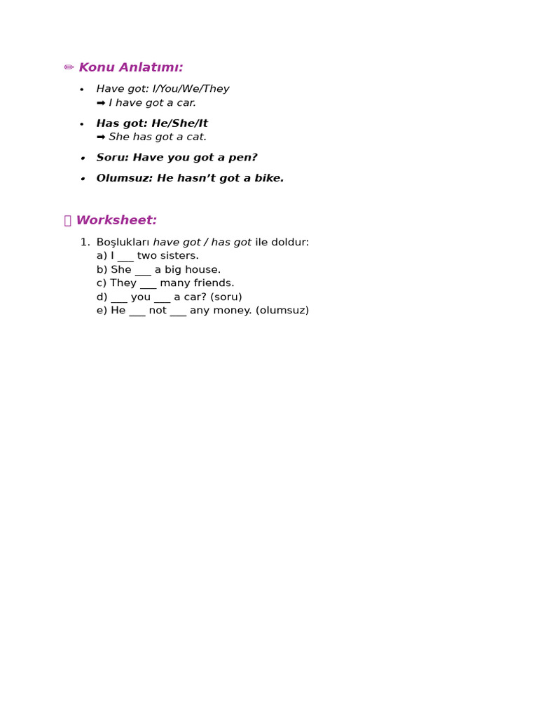 Have Got vs. Has Got Explained | PDF