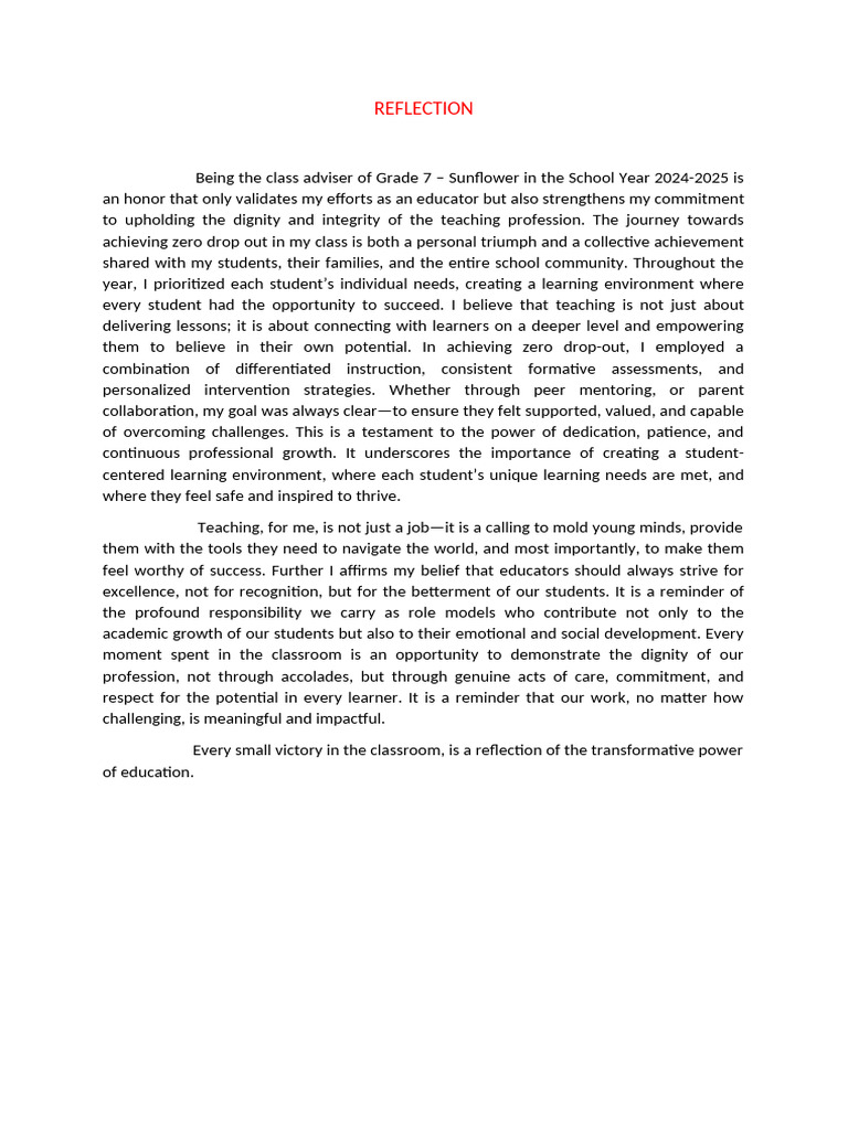 Reflection | PDF