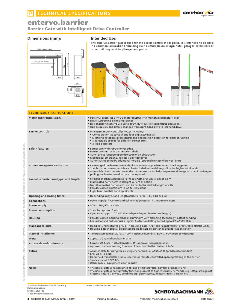 BARRIER DATA Entervo - Barrier 8693400 A 0 en GB | PDF | Electrical ...