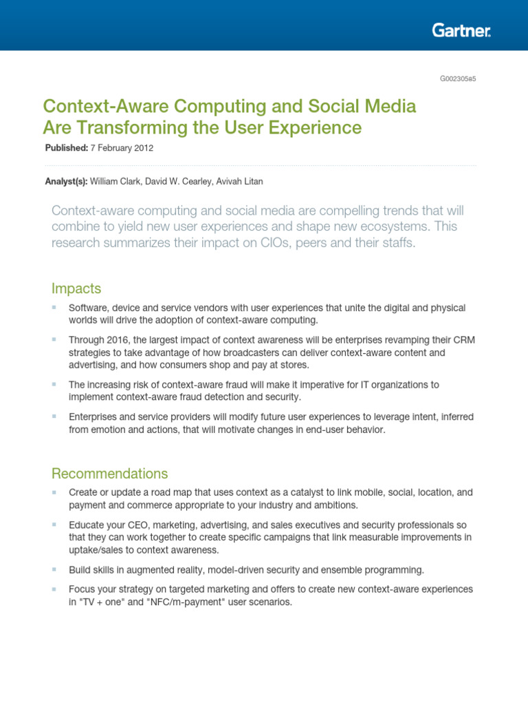 Contextaware Computing and s 230585 | PDF | Advertising | Augmented Reality