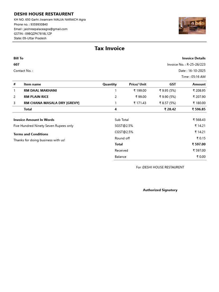 Tax Invoice - R-25-26 223 - 16 - 10 - 25 | PDF