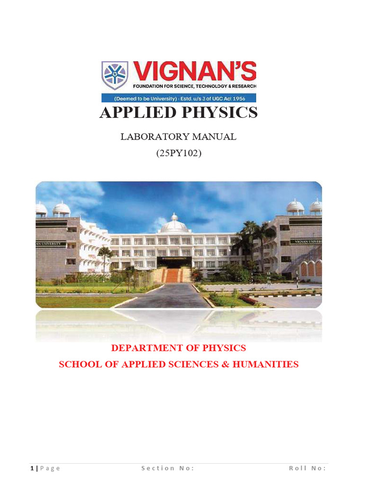 Applied Physics Laboratory Manual | PDF | Photoelectric Effect ...