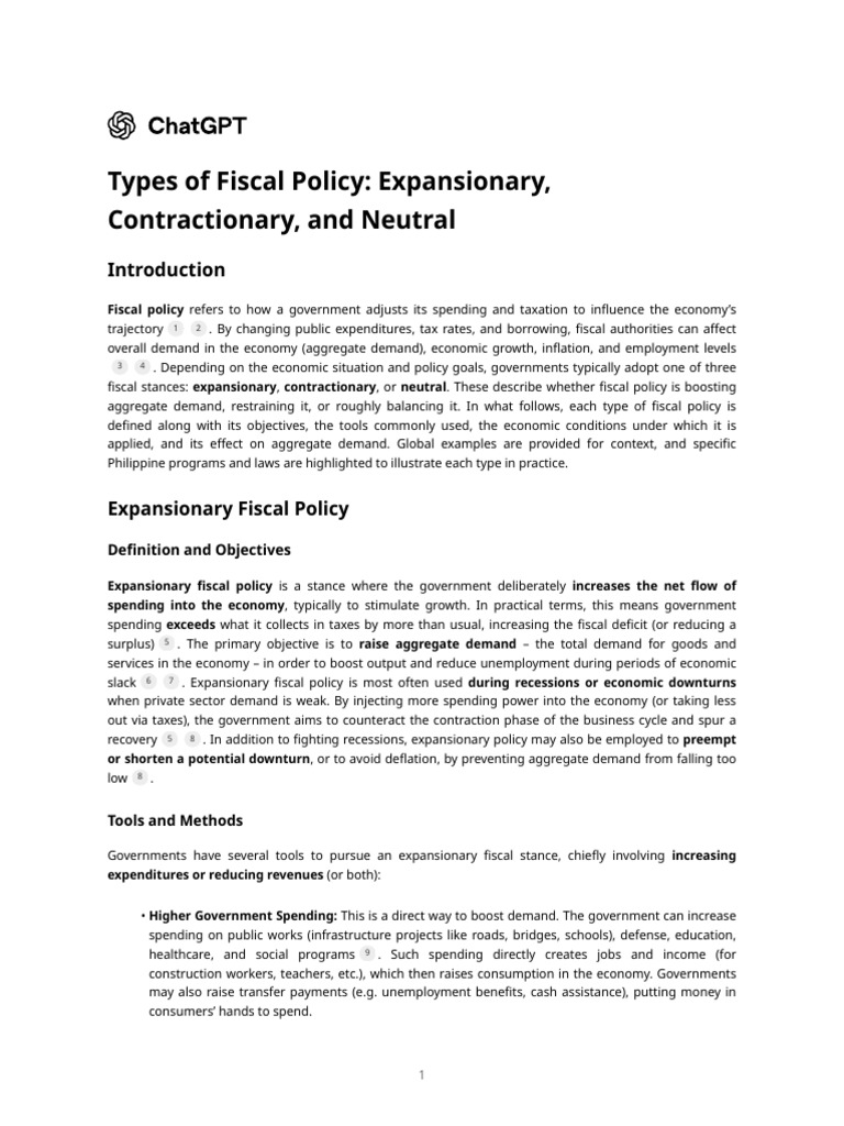Types of Fiscal Policy Explained | PDF | Fiscal Policy | Government ...