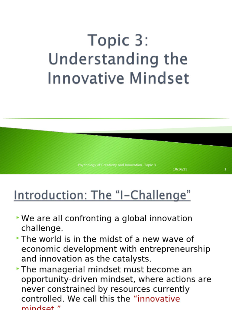 Psychology of Creativity - Topic Three 2026 | PDF | Creativity ...