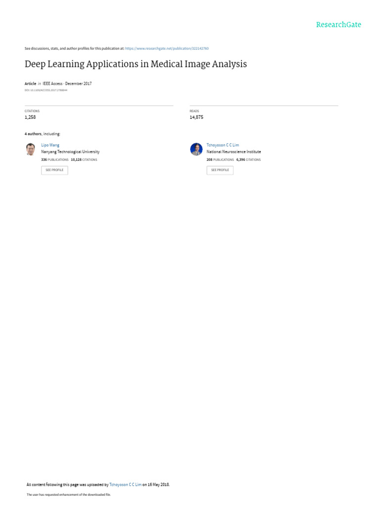 Deep Learning in Medical Imaging Analysis | PDF | Medical Imaging ...