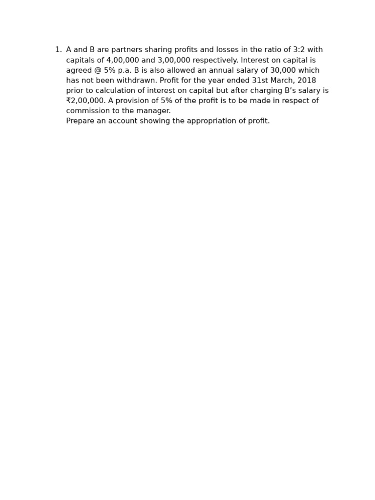 A and B Are Partners Sharing Profits and Losses in The Ratio of 3 | PDF