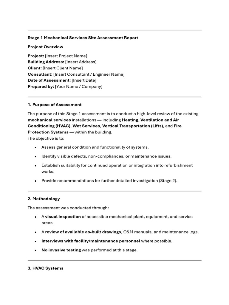 Mechanical Services Site Assessment Report | PDF