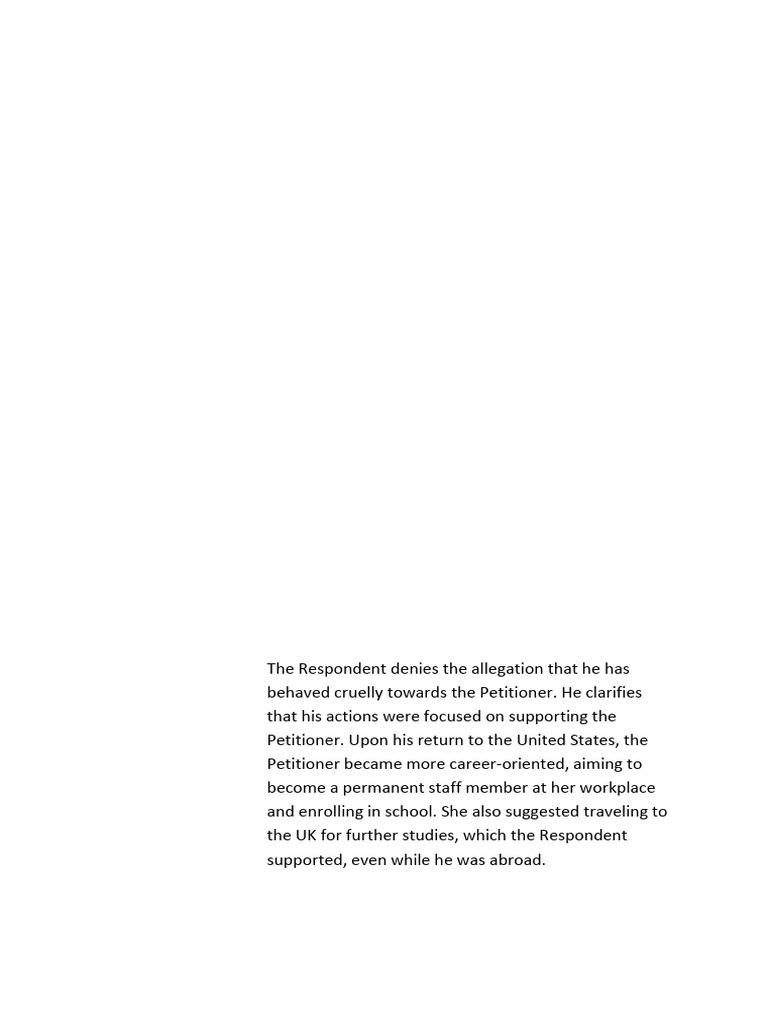 Respondent's Answer to Divorce Petition | PDF | Justice | Crime & Violence