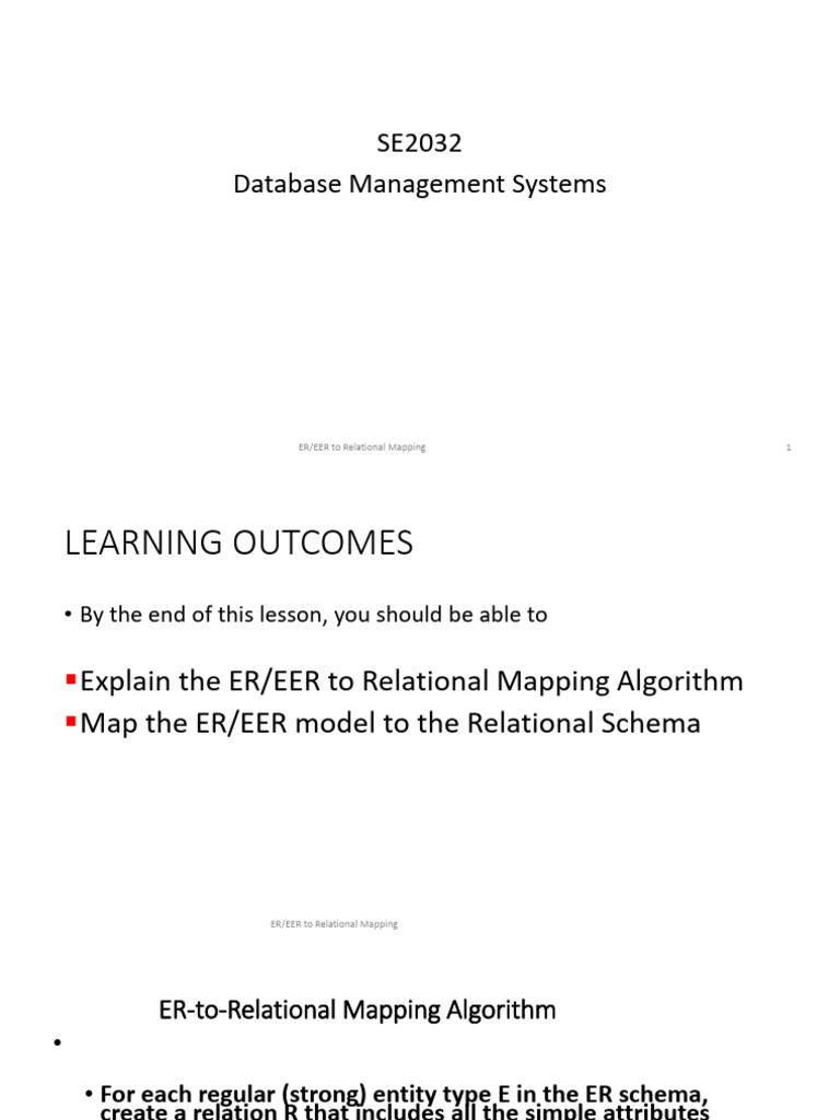 ER-EER To Relational Mapping | PDF | Databases | Data Model