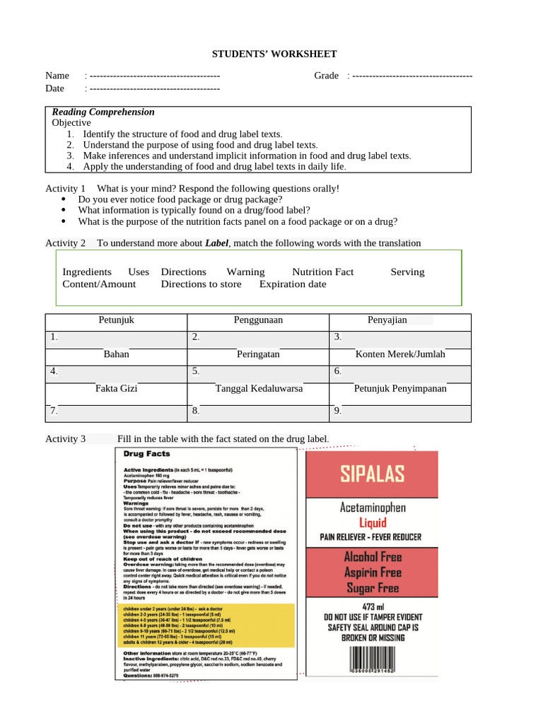 Food and Drug Label Comprehension Guide | PDF | Nutrition Facts Label