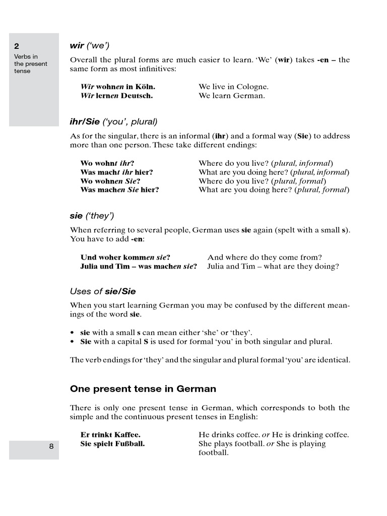 German Present Tense Verbs Explained | PDF