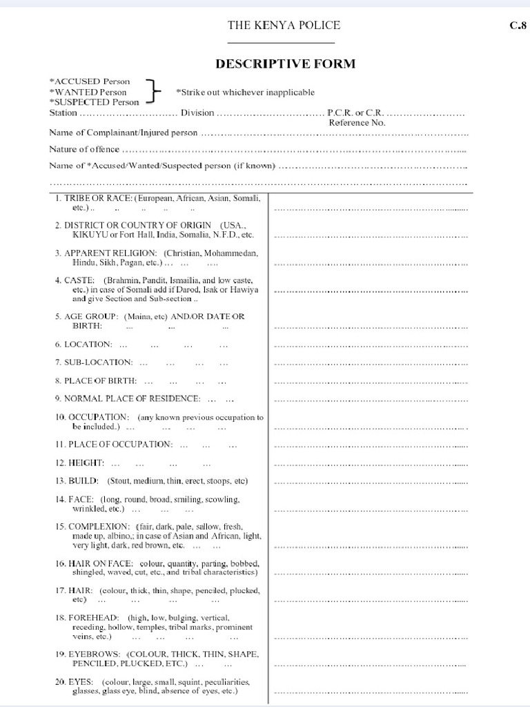 Descriptive Form Front | PDF