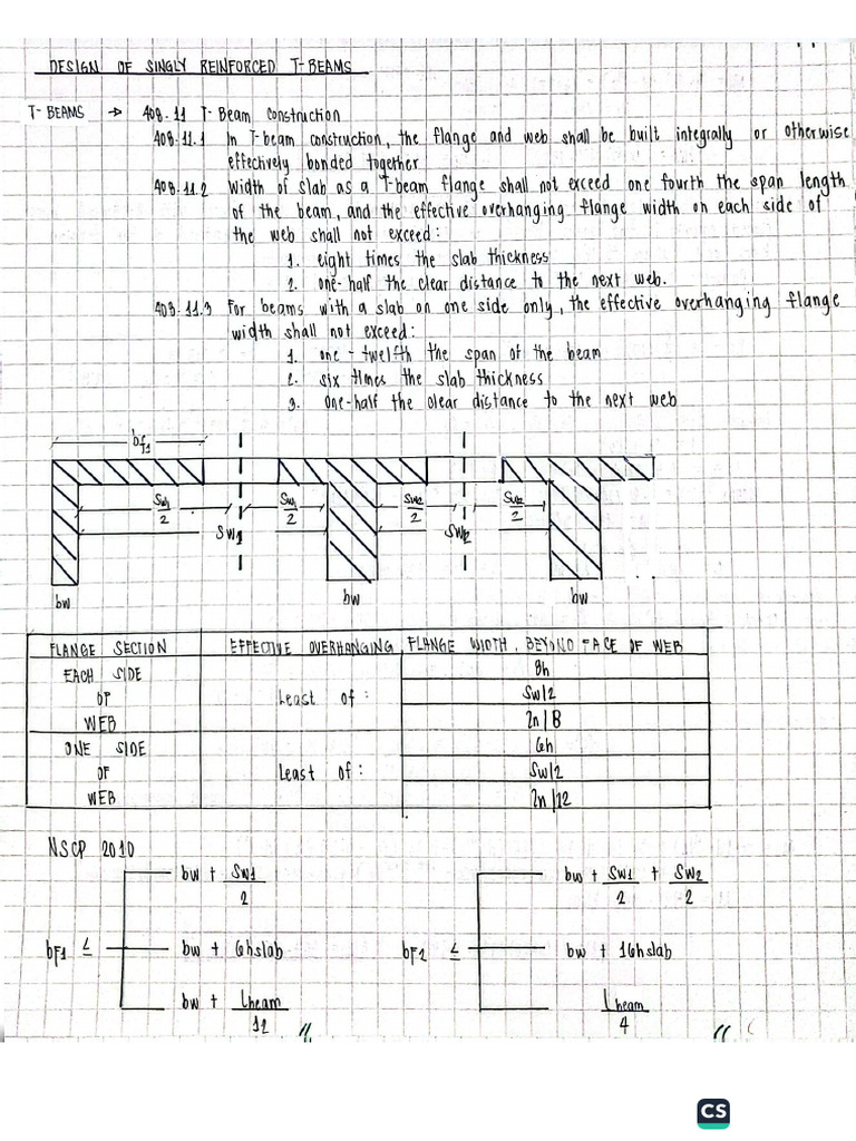 CE153 T Beams Notes | PDF